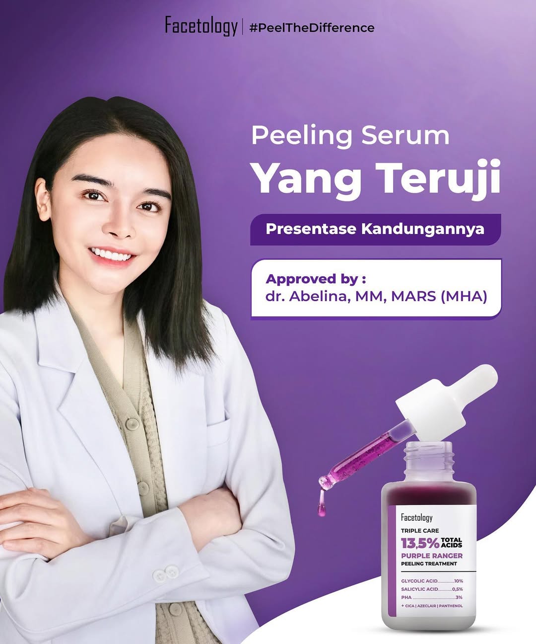 Facetology Peeling Serum Triple Care 13.5% Total Acids Purple ...